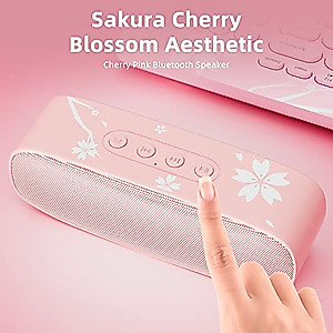 Mytrix Sakura Pink Cherry Blossom Bluetooth Speaker, Portable Wireless Speaker with Bluetooth 5.0, Dual Pairing, Outdoor Speakers with HD Sound and Bass for Home, Party, and Travel