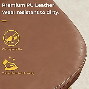 GreenForest Dining Chairs Set of 4, Washable PU Fuax Leather Dining Side Chair Mid Century Modern Dining Room Chairs Comfortable Upolstered Cushion Seat with Metal Legs for Home Kitchen, Camel Brown