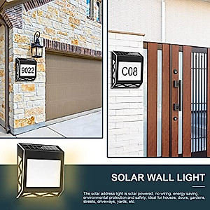 House Numbers Solar Powered Address Sign, Waterproof 3200k Warm LED Illuminated address Plaques house numbers for outside, Smart Switch address numbers light for Home Yard, Outdoor Walls