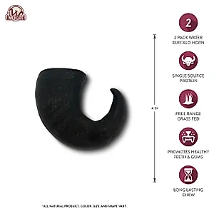 Wild Eats Water Buffalo Horn Dog Chews (All Natural, Single Source Protein, Grain Free Dog Treat, Dog Chews for Power Chewers) 2 Pack Small