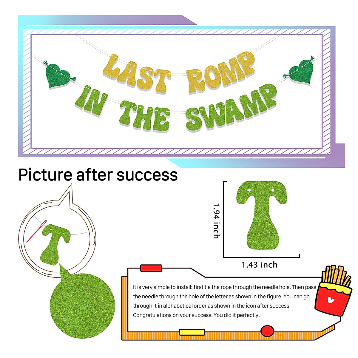 Last Romp in The Swamp Banner,Swamp Theme Party Decor,Bachelorette Party Decorations,Funny Swamp Bridal Shower Party Decor Supplies Gold & Green