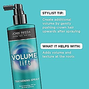 John Frieda Volume Lift Thickening Spray for Natural Fullness, 6 Ounces, Fine or Flat Hair Root Booster Spray with Air-Silk Technology