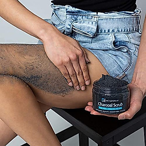 Charcoal Exfoliating Body Scrub Polish with Collagen & Stem Cell Gentle Body Exfoliator Face Scrub Bump Eraser Booty Scrub Best Shower Scrub Skin Exfoliant Moisturize Skin Exfoliate Absorbs Nutrients by M3 Naturals
