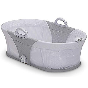 Delta Children 2-in-1 Moses Basket Bedside Bassinet Sleeper - Portable Baby Crib with Wheels & Removable Moses Basket, Grey