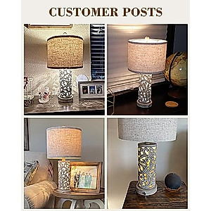 OYEARS 3-Way Dimmable 22'' USB A+C Touch Control Table Lamp Set of 2 with Nightlight for Living Room Bedroom Farmhouse Bedside Nightstand Lamps (2 Bulbs and 2 Built-in LED Beads Included)