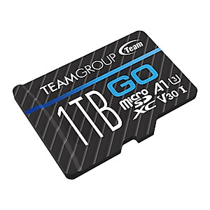 TEAMGROUP GO Card 1TB Micro SDXC UHS-I U3 V30 4K R/W up to 100/90 MB/s for GoPro Action Cameras High Speed Flash Memory Card w/Adapter for Outdoor Sports 4K Shooting GoPro Insta360 TGUSDX1TU303