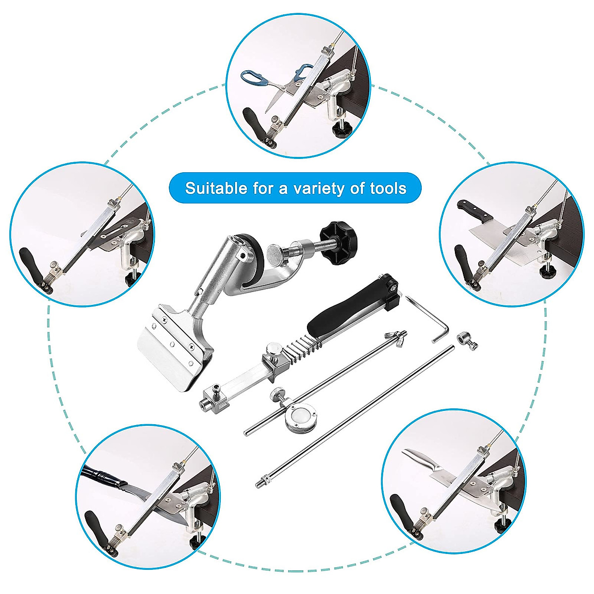 Knife Sharpener Tool Pro RX-008, 360° Rotation Flip Design, Fixed-Angle Slicker Edge Sharpener with 4 Diamond Sharpening Plates,240/400/600/1000