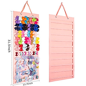 Bow Holder for Girls Hair Bows Large Bow Holder Hair Bow Organizer Claw Clip Organizer Hair Clip Organizer Bow Hanger for Girls Hair Bows Hair Bow Holder for Wall, Door, Closet (Pink-A)