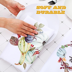 WILLBOND 4 Pieces Farmhouse Fall Kitchen Towels Autumn Kitchen Dish Towels Farmhouse Bath Towels Hand Towels Tea Towels for Fall Kitchen Thanksgiving Gifts, 18 x 28 Inch (Pumpkin)