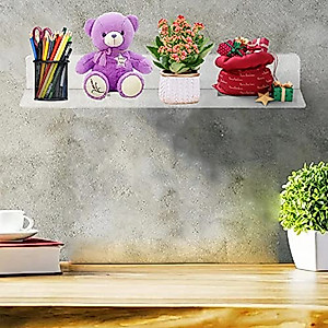 Acrylic Floating Wall Shelves Set of 2，Clear Mounted Display Organizer Shelf，Adhesive Shelf for Figures Collection Plant Photo，Small Hanging in Bedroom Living Room Kitchen Office, 8.6x3.9x2.3in