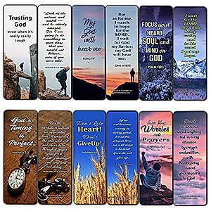 Religious Bookmarks About Waiting on God to Answer Prayer (12 Pack) - Encouraging Bible Verses for Men Women Church Supplies Cell Group Hospital Ministry Stocking Stuffers