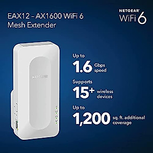 NETGEAR AX1600 4-Stream WiFi Mesh Extender (EAX12) (Renewed)