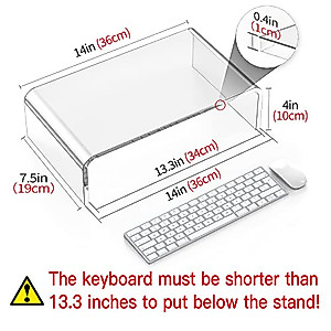 Beimu Acrylic Monitor Stand Riser Computer Monitor Riser Computer Monitor Stand or Holder Clear Monitor Stand Acrylic Laptop Stand Acrylic Monitor Riser White Monitor Stand Acrylic Computer Stand