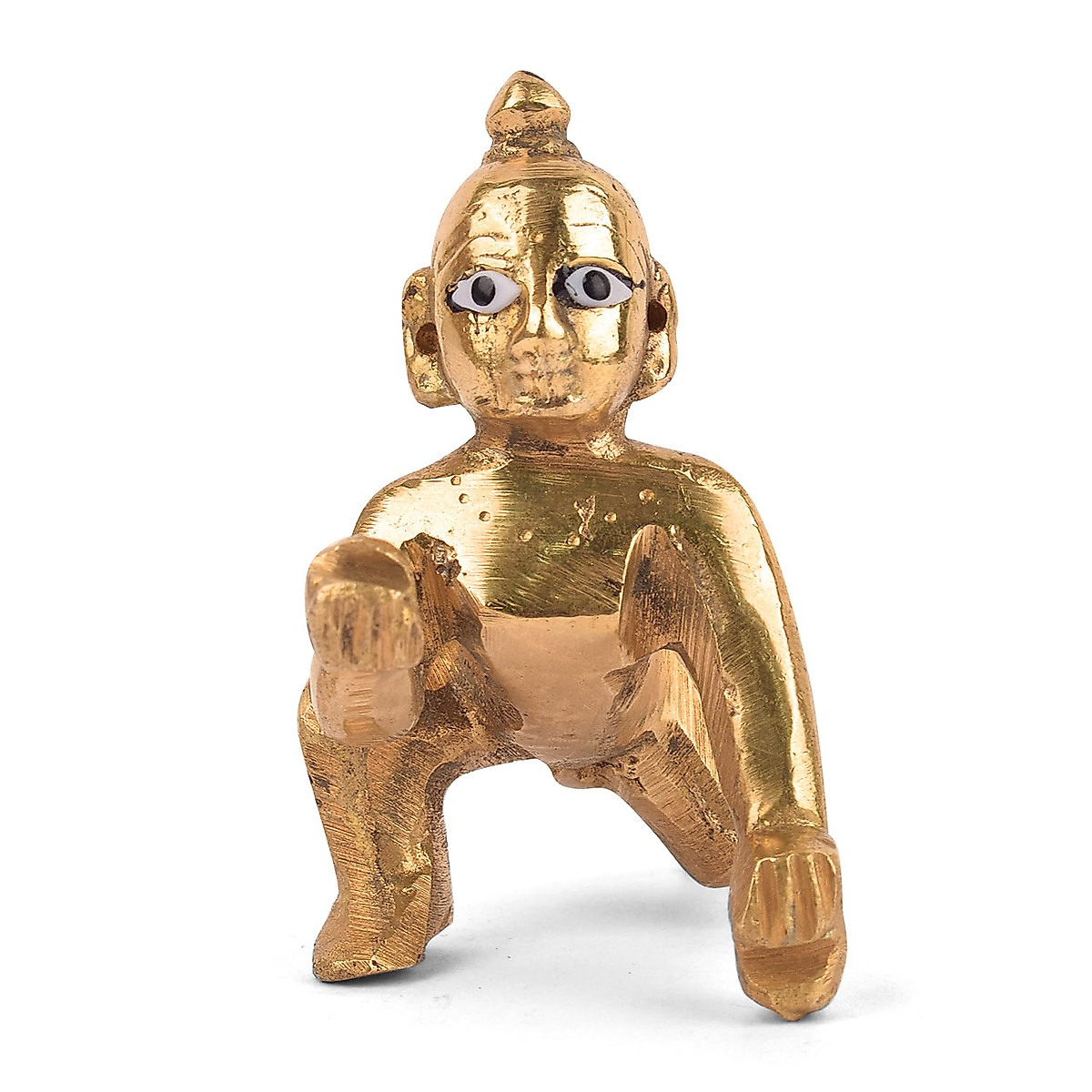 Craftsman Brass Laddu Gopal Ji Idol Kanha Ji Murti/Statue Indian Krishna Figurine Gopal Krishna Janmashtmi Kanha Makhan Chor Bal Gopal Murti for Krishnajanmashtmi Home and Temple (Size 0)