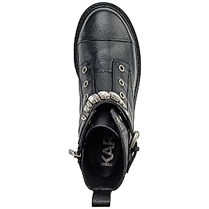 Karl Lagerfeld Paris Women's Lug-Sole Maeva Combat Boot with Crystal Detail Fashion, Black, 6.5