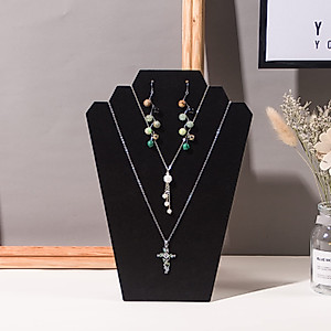 Coward 4Pcs/Set Black Necklace Earring Jewelry Set Display Stand, Foldable Black Velvet Necklace Bust Easel Chain Necklace Holder Organizer Rack for Home or Store Show