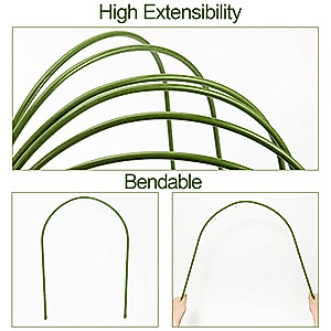 Greenhouse Hoop Kit, 8pcs 20"x 16.7" Garden Hoops for Raised Beds, 6.6ft x 13ft Plant Cover Netting with Clamps Clips, Rust Free Steel Grow Tunnel Support Frame for Outdoor Farm Low Growing Plant