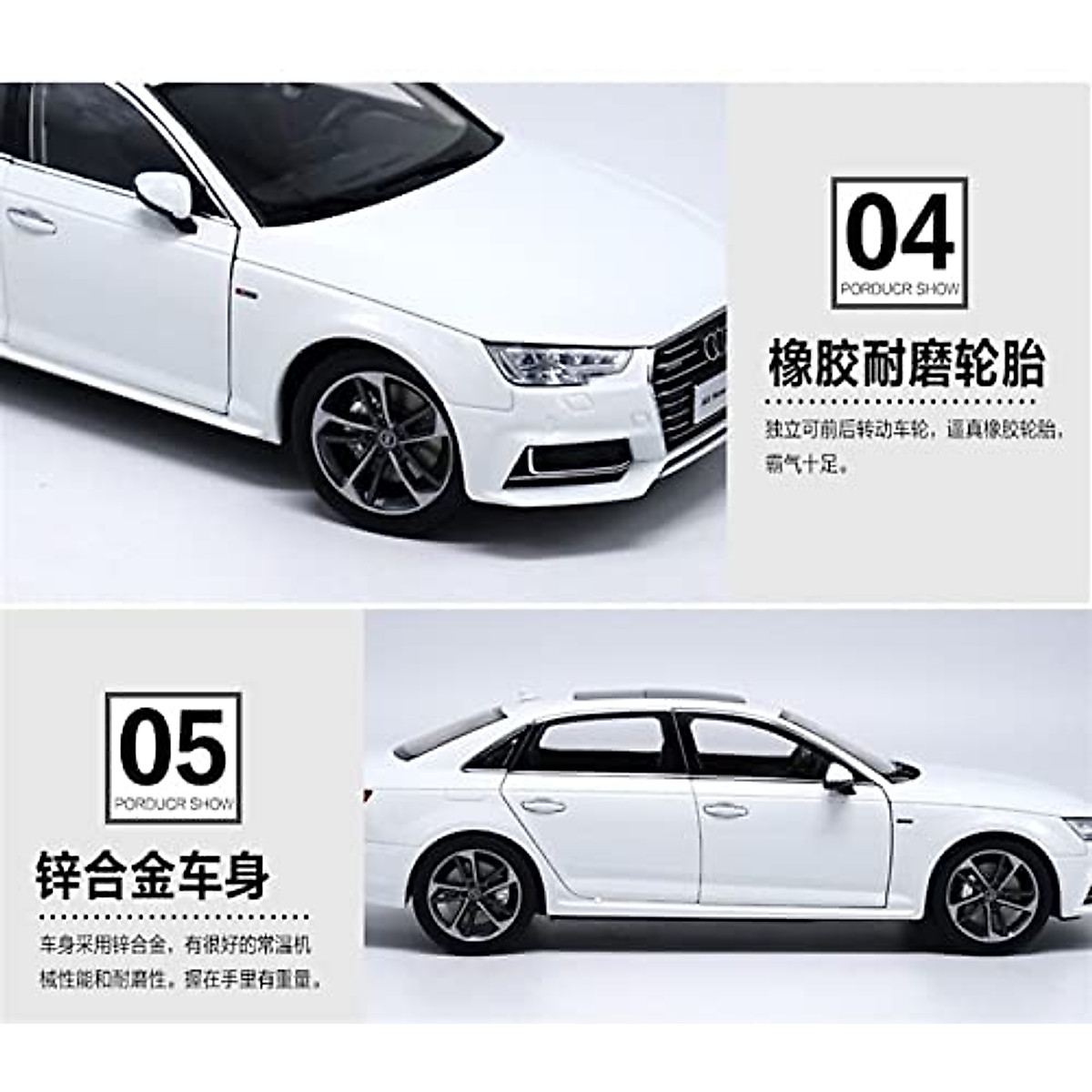 Models Vehicle Replica Car 1 18 Fit for Audi A6l Simulation Model Car Metal Diecast Minicar Scale Model Collectibles Souvenir Collectible Gift 2023 2024 (Color : Chrome)
