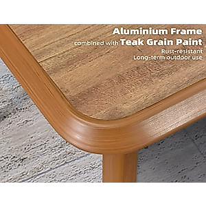 PURPLE LEAF 7 Pieces Outdoor Dining Set All-Weather Wicker Outdoor Patio Furniture with Table All Aluminum Frame for Lawn Garden Backyard Deck Patio Dining Set with Cushions, Brown