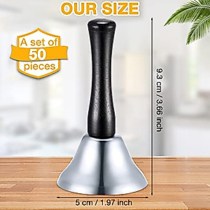Yeshone 50 Pcs Loud Hand Bell Silver Call Bell Dinner Bell Service Bell Small Bell Classroom Bell for Food Line Care for the Sick and Elderly Alarm Ringing Call for Pets Jingles Weddings Decoration