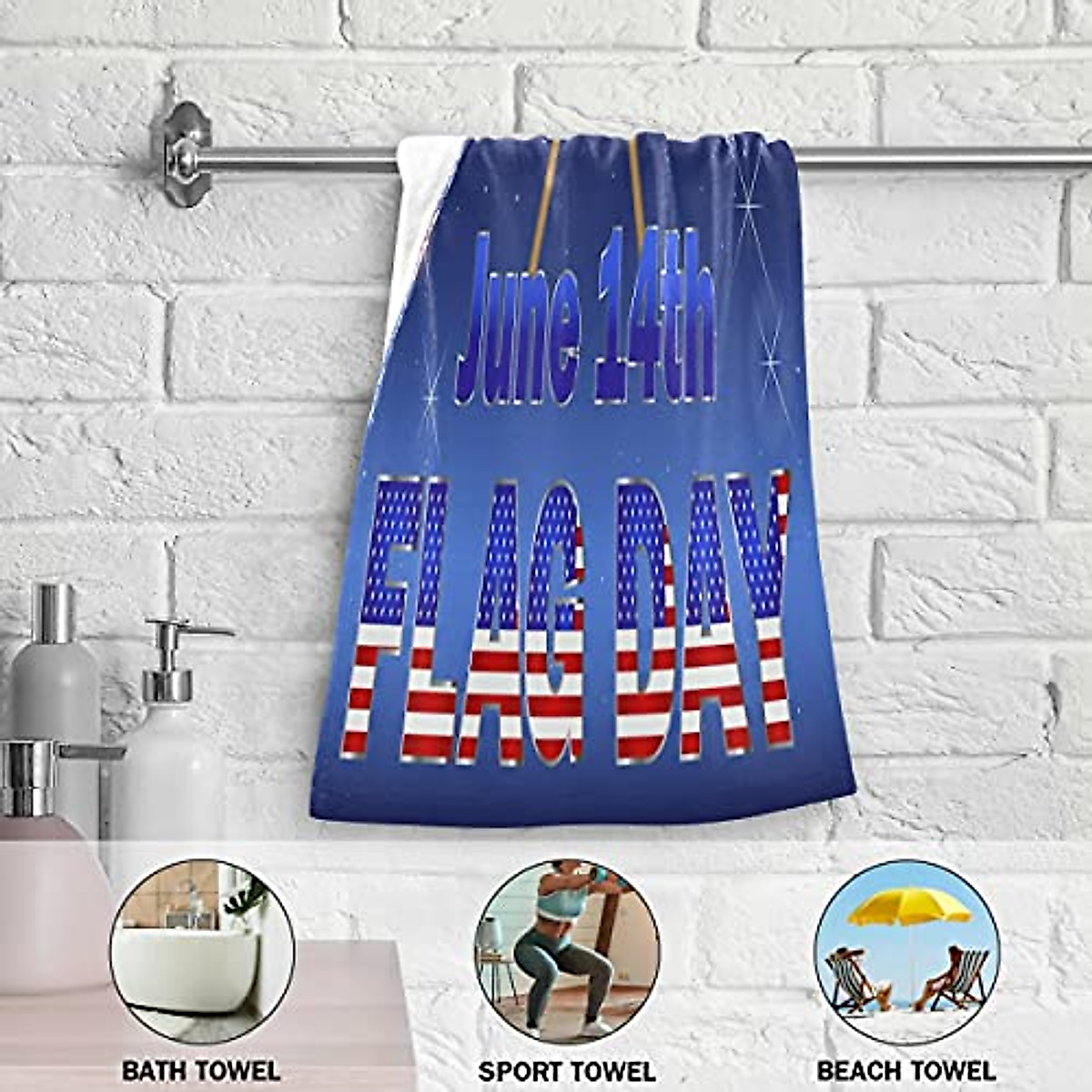 xigua 2PCS Polyester Hand Towels Soft and Absorbent for Hotel Spa Beach Bathroom Fingertip Towel,Flag Day Beautiful Text and Fireworks