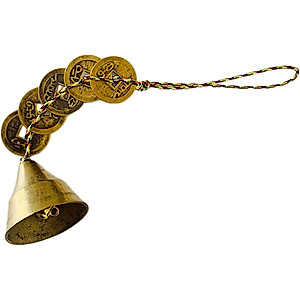 Golden Brass Bell Copper Coin Ornament Bell Home Garden Christmas Tree Car Decoration Pendant