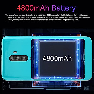 Rino 3 Pro 5.72in Smartphone 4GB RAM32GB ROM for 11, Front 2MP Rear 5MP Cell Phone Support 2.4G 5G Dual WiFi 4800mAh Battery 100‑240V (Green)