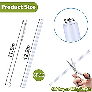 AIERSA 6 Pack Silicone Replacement Straws for Stanley 20 30 40oz Cup, Long Straws Compatible 40 oz Stanley Tumbler,Reusable Straw with Cleaning Brush for Stanley Cup Accessories