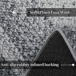 Fashionwu Modern Area Rug Braided Print Non-Shedding Textured Rug Large Rug for Living Room Carpet Non-Slip Accent Rug Soft Bedroom Floor Cover Aesthetic Bedside Floor Mat 6 x 9, Grey
