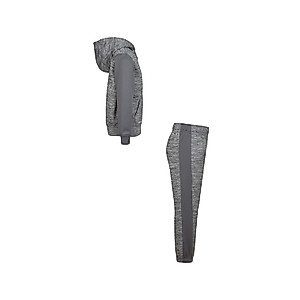 Nike Boy`s Dry Fit Therma Zip Hoodie & Sweatpants 2 Piece Set (Carbon Heather(86G933-GEH)/Orange, 12 Months)