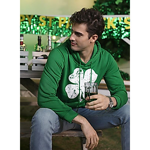 Arvilhill St Patrick's Day Sweatshirt Men's Green Shamrock Irish Printed Hoodie CLOVER XL