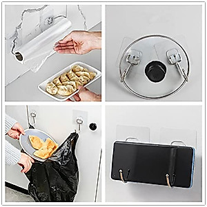 Aussido Large Wall Hooks for Hanging Heavy Duty 12 Pack Adhesive Hooks for Coat Towel Waterproof and Oilproof Sticky Hooks for Bathroom Kitchen(Transparent)