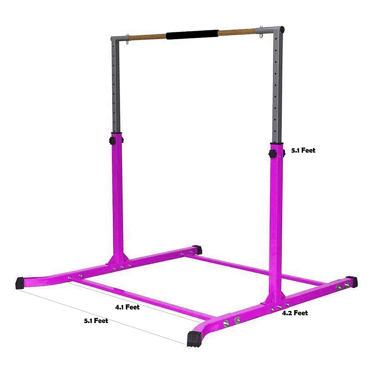 Pro-Gymnastics Gymnastics Kip Bar Horizontal Bar Professional Junior Gymnastic Training High Bar Asymmetric Bar 13 Level Height Adjustable Expandable 3 to 5 FT Cushioned Bar & Curved Legs (Purple)