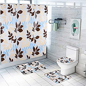 ESSORT Bathroom Rugs Set of 3 Ultra Soft Bath Mat Set Non Slip and Absorbent Shower Rugs for Bathroom, 3 Piece Mat, Perfect Plush Carpet for Tub, Shower, Bath Room, Machine Washable (Leaves)