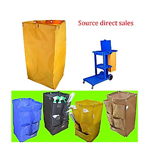 Replacement Janitorial Cart Bag with 5 Pockets,25 Gallon Housekeeping cart Bag High Capacity Waterproof Thickened Commercial Janitorial Cleaning Cart Bag with 6 Brass Grommets (Black with 5 Pockets)