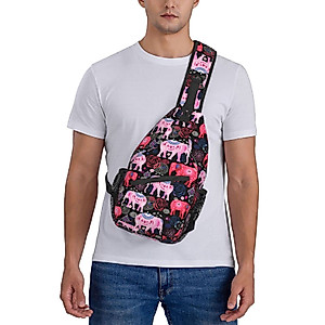 African Ethnic Elephant Chest Bags Crossbody Sling Bag Travel Hiking Backpack Casual Shoulder Daypack For Women Men