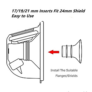 2PCS Flange Insert 21mm Compatible with Medela/Spectra/Willow/TSRETE/Momcozy S9/S12/S9Pro/S12Pro Breastpump 24mm Shields, Reduce 24mm Nipple Tunnel Down to Correct Size, Pump Parts Replace (21mm)