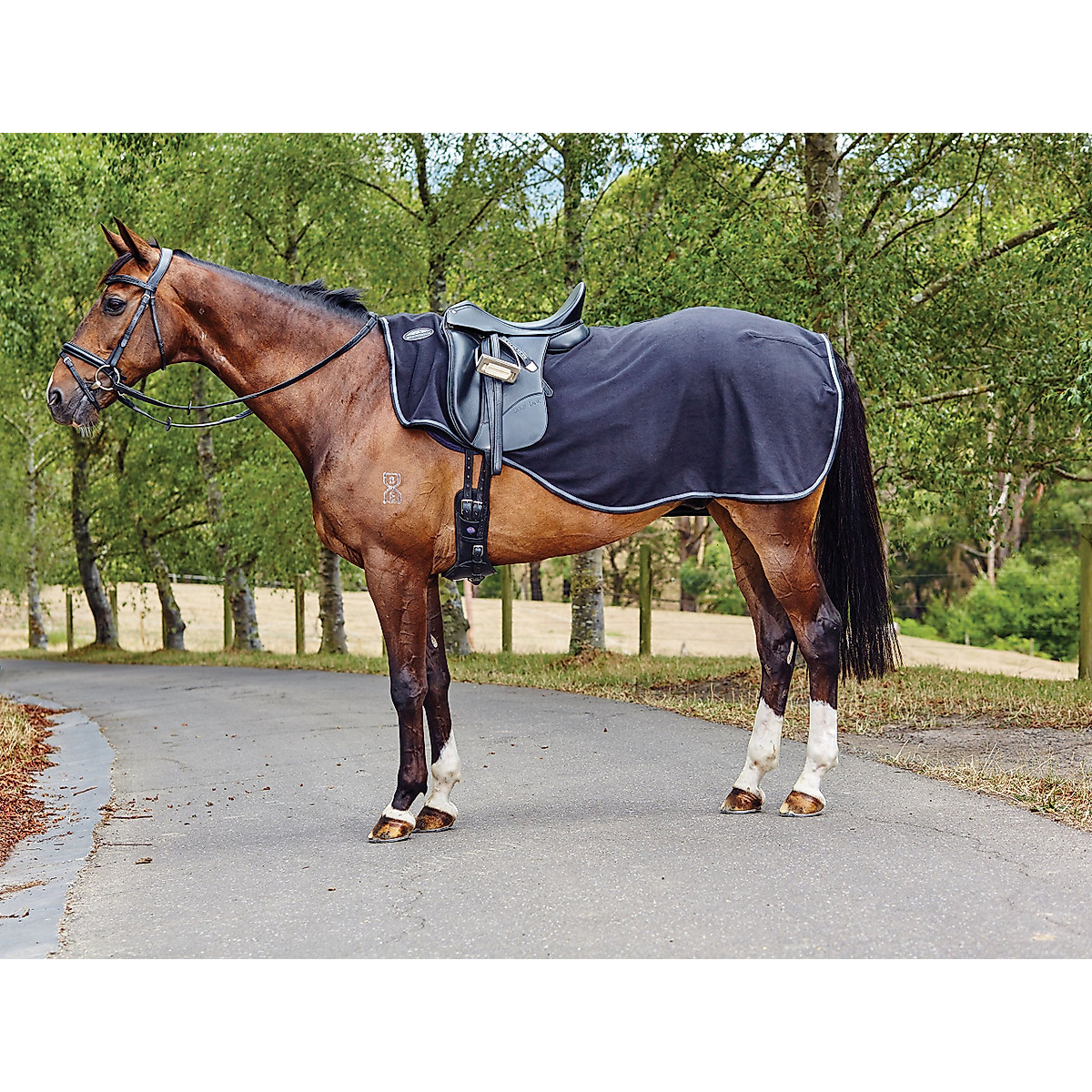 WeatherBeeta Anti Static Fleece Quarter Sheet, Black/Silver, Full