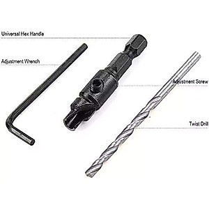 Y-imoi Drill Bit Set 5 Pieces Countersink Drill Bit Set Adjustable Countersink Bit Professional Drill Bits for Metal, Woodworking, Aluminum, Plastic Premium High Speed Steel Bit for Power Tools