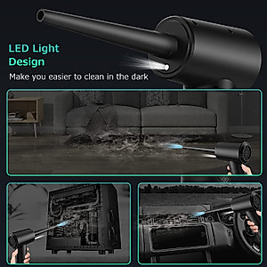 Compressed Air Duster, 110000RPM Electric air Duster for Keyboard Cleaner, Reusable no Canned Air Duster,7600mAh Rechargeable Cordless Compressed Air Kit for Car Dust Remover (Plastic)