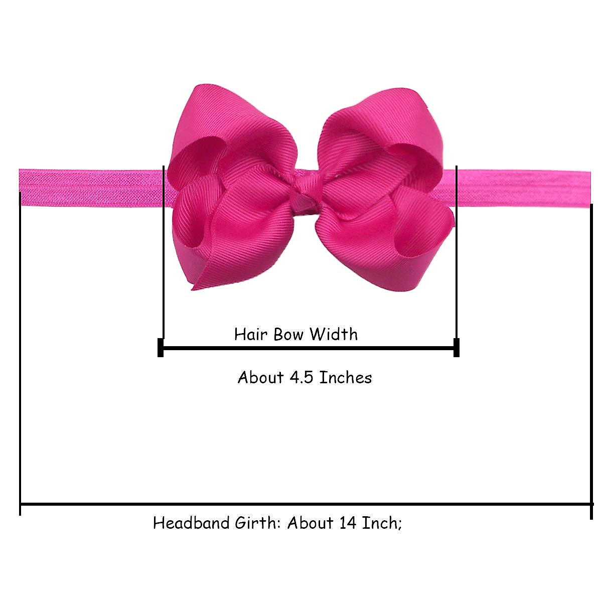 CÉLLOT Baby Girls Headbands Grosgrain Ribbon 4.5" Hair Bows Headband Big Bow Hair Bands for Toddler Pack of 40