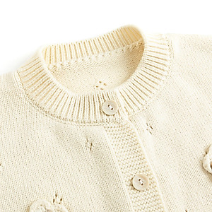 Curipeer Baby Girls Thin Sweater Crewneck Lightweight Open Front Knitted Toddler Cardigans