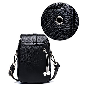 Lecanedo Small Crossbody Bag Cellphone Purse for Women, Leather Purse Shoulder Bags Black