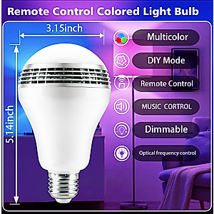IYUNIOT led Music Light Bulb,Smart 9W Bluetooth Speaker Light Bulb Color Changing Light with Remote,Timer Light Dynamic Music Sync Mode-Birthday Party Room Home Decoration 1 Pack