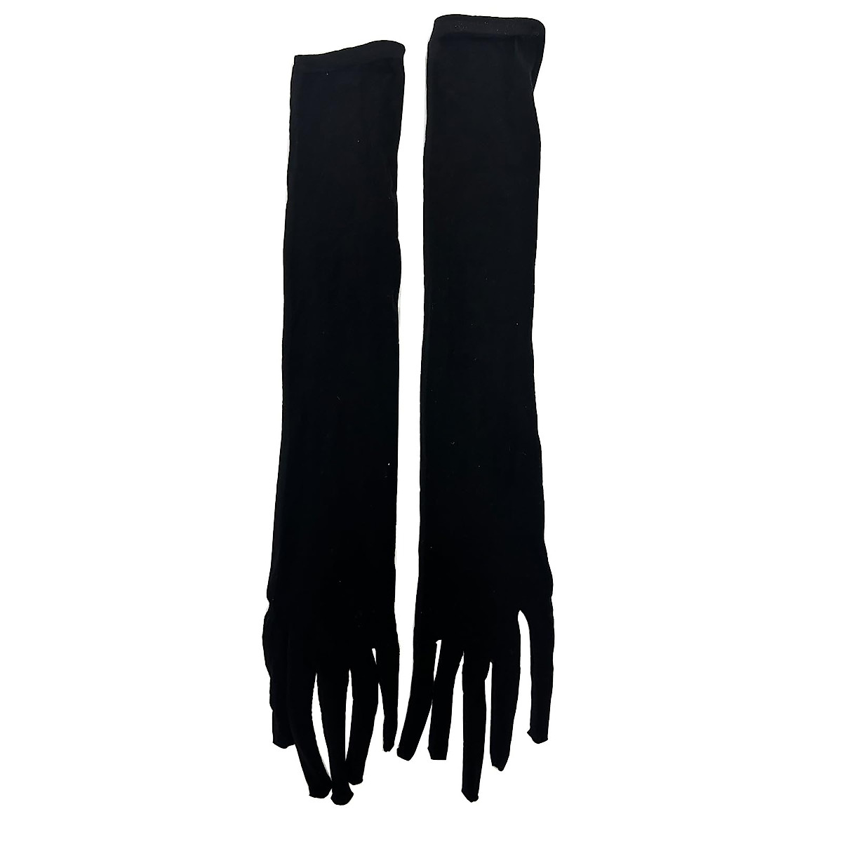 KKmeter Women's Seamless Nylon Mesh Ultra-thin Sheer Opera Length Glove Mittens (Black)