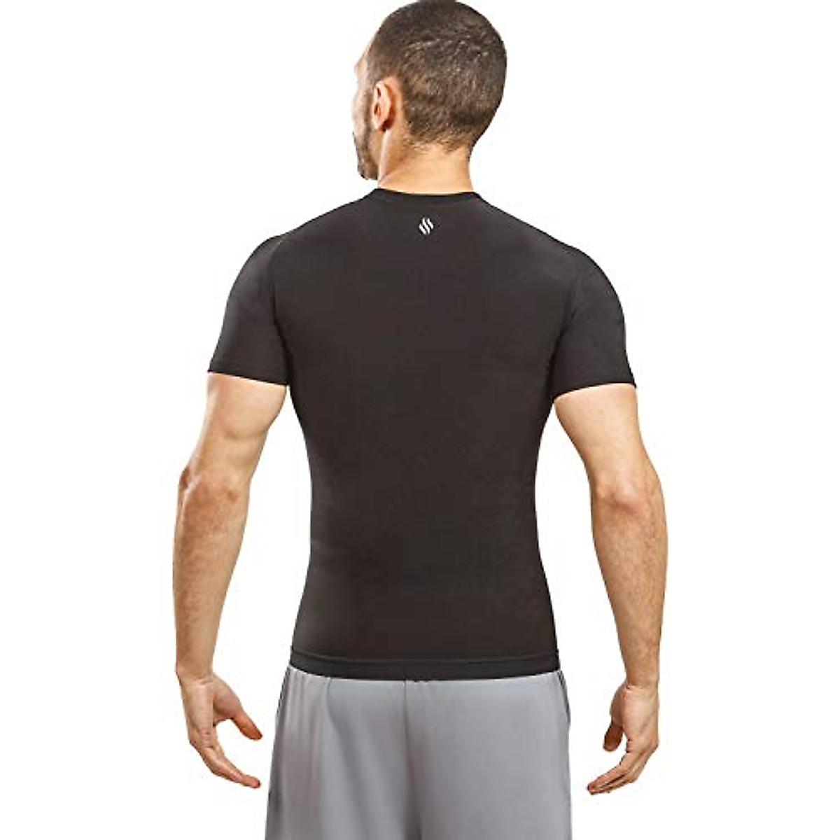Sweat Shaper Men's Athletic Tee, Short Sleeve Compression T-Shirt, Performance Baselayer Workout Shirt (Black, X-Large)