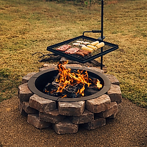 Titan Great Outdoors 24" Wagon Wheel Fire Grate, Decorative Wood Burning Lifted Grate Pit