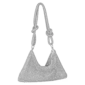 UBORSE Women Evening Clutch Bags Elegant Crystal Wedding Purse Sparkly Diamond Glitter Bag Fashion Rhinestone Purse Cocktail Party Bridal Prom Handbag for Women (Silver)