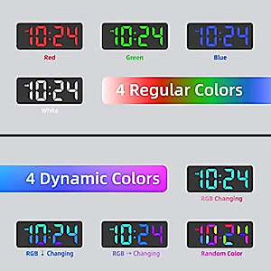 XUANZIT Wall Clock - LED Digital Wall Clock with Dynamic RGB Display, Big Digits, Auto-Dimming, 12/24Hr Format, Small Silent Wall Clock for Living Room, Bedroom, Farmhouse, Kitchen, Office