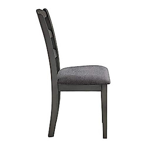 OSP Home Furnishings West Lake Dining Table Set, 5-Piece, Antique Finish Natural Top and Grey Base with Charcoal Fabric